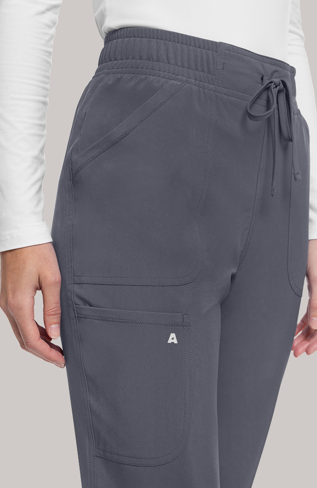 Women's Scrub Set: Layered V-Neck Top & Drawstring Straight Leg Pant ...