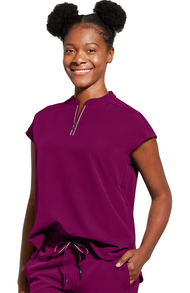 360 by Healing Hands Women's Sandy Zip Mandarin Collar Scrub Top ...