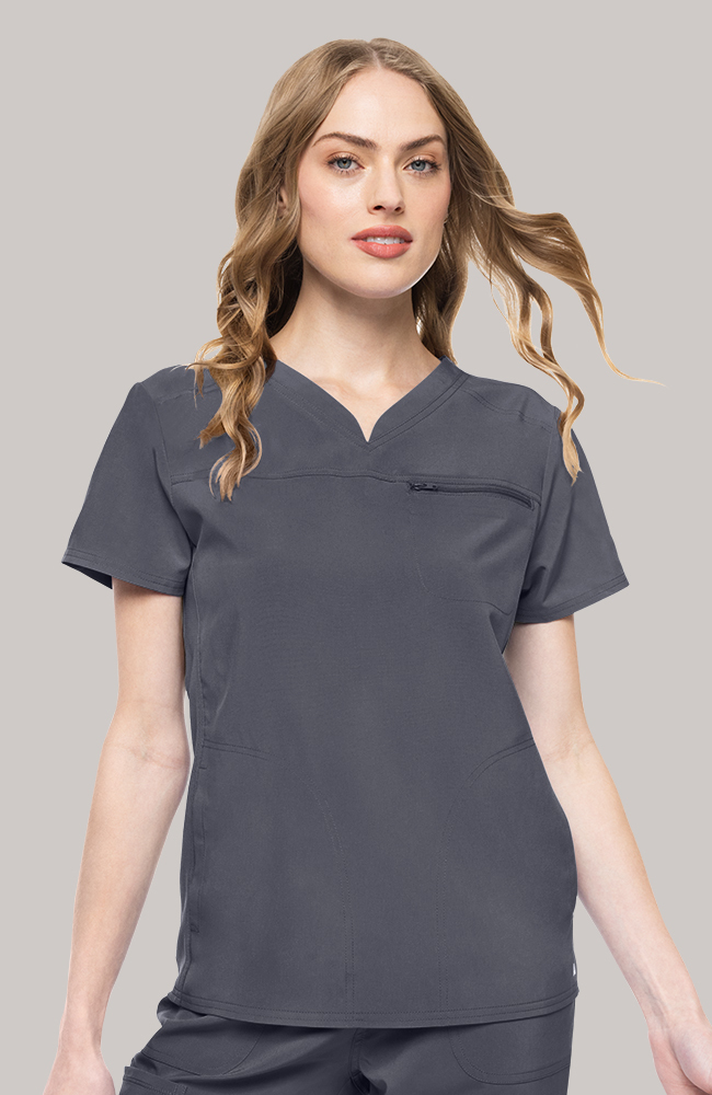 Women's Scrub Set: Notch V-Neck Tuck In Top & Drawstring Straight Leg ...