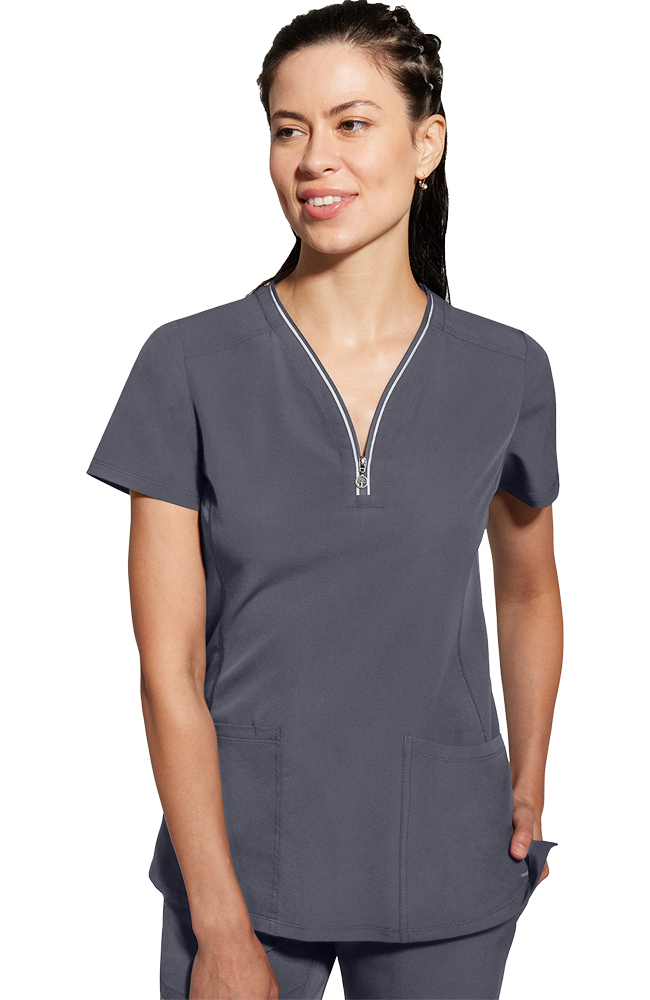 360 by Healing Hands Women's Sonia Zip Y-Neck Scrub Top | AllHeart.com
