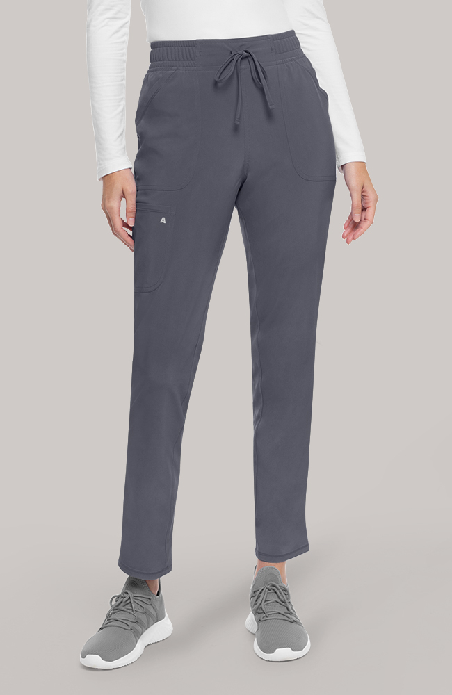 Women's Scrub Set: Layered V-Neck Top & Drawstring Straight Leg Pant ...