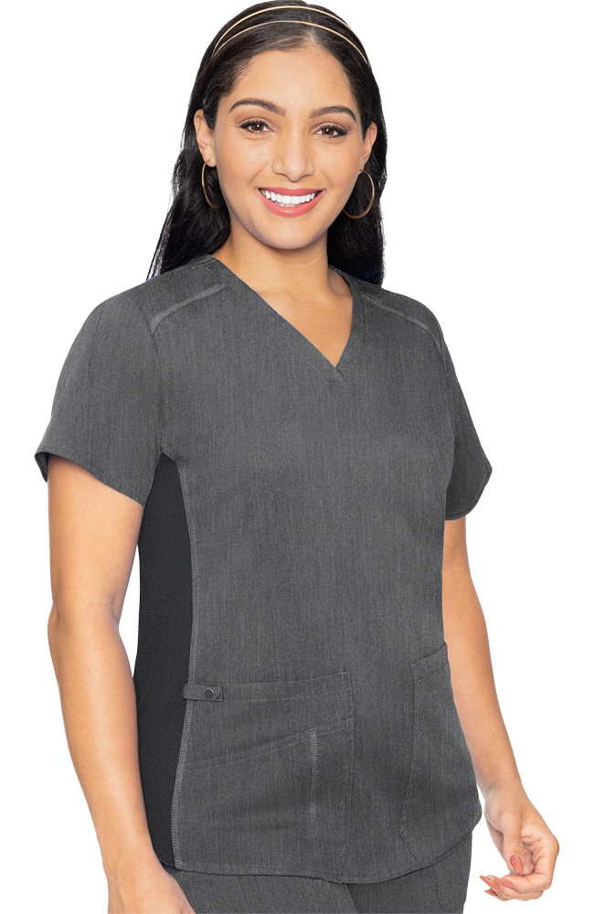 Touch by Med Couture Women's Kerri V-Neck Shirttail Solid Scrub Top ...